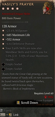 D4 Diablo 4 S10 Season 10 Vasily's Prayer 4GA Special affix max roll 5% ...