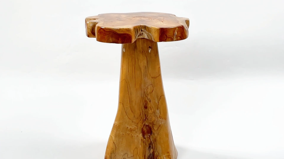 Rustic Teak Tree Stump Table – Live Edge Side Table or Stool, Natural ...