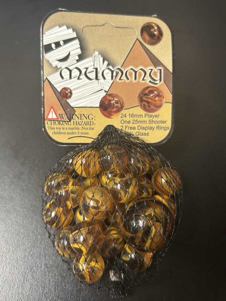 Mummy Mega Marbles Net Bag 24 Players 1 Shooter Retired Set (2004-2006 ...