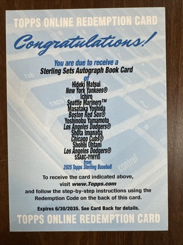 2025 Topps Sterling Sets Auto Book Card Ohtani Matsui Ichiro Yamamoto ...