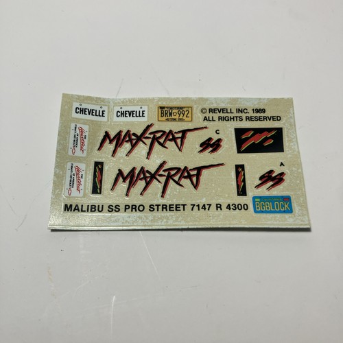 Revell MalibuSS Pro Street #7147 DECALS | eBay