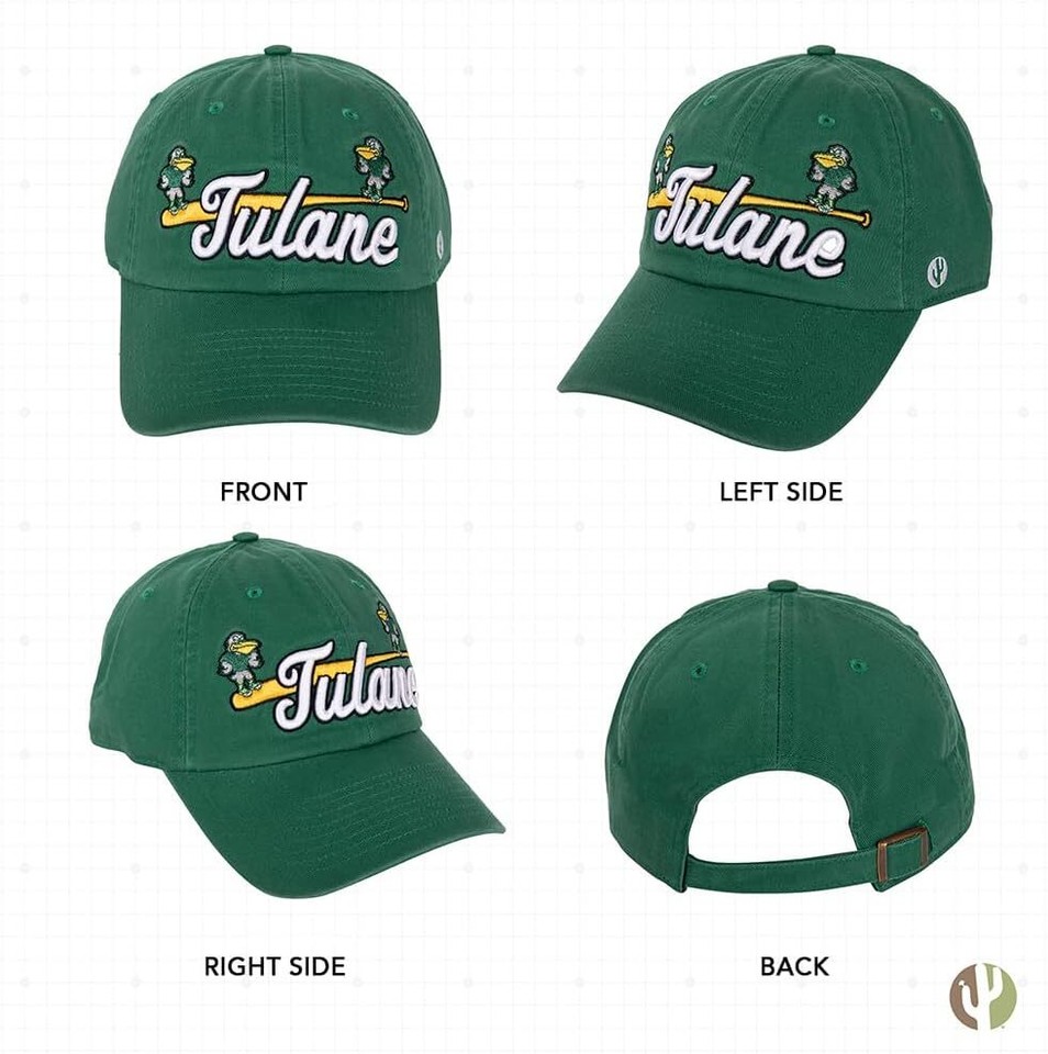 Tulane University Baseball Hat Green Wave Brimmed Embroirderd Hats Cap ...