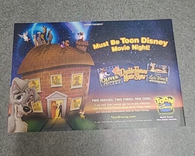 Toon Disney Movie Night Oliver Lady Tramp Print Ad 2003 8x4 Great To ...