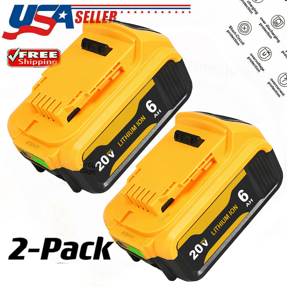 for DeWalt DCB200 DCB104 20V /6.0Ah 2 Volt Max XR Lithium-Ion Battery ...