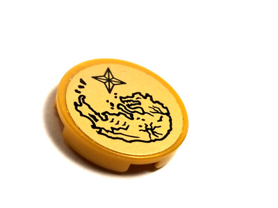 LEGO Minifigure Gold Ninjago Island Map Treasure Sticker 2x2 tile Ninja ...