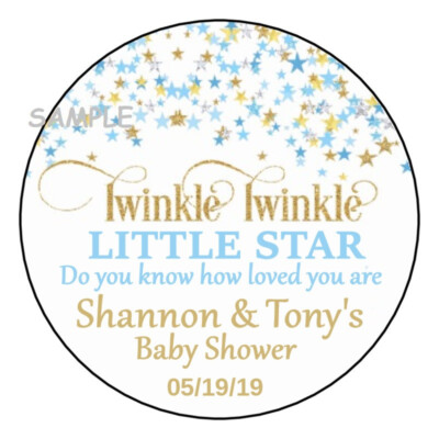 12 Personalized Baby shower stickers,boy,twinkle twinkle little star | eBay