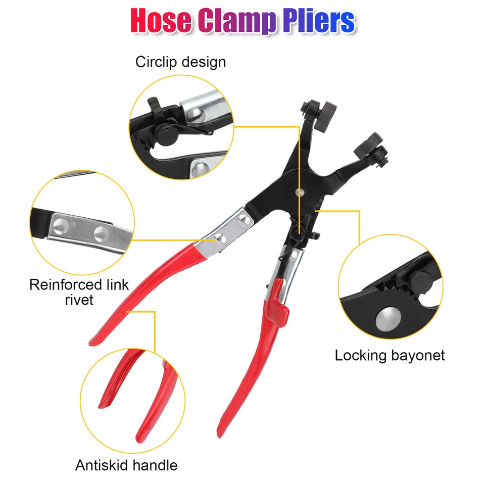 2x Hose Clamp Pliers Angle Swivel Jaw Locking Tools Flat Band Fuel ...