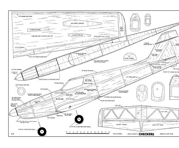 Checkers RC Pattern Plane 64" Wing RC Model Airplane Printed Plans ...