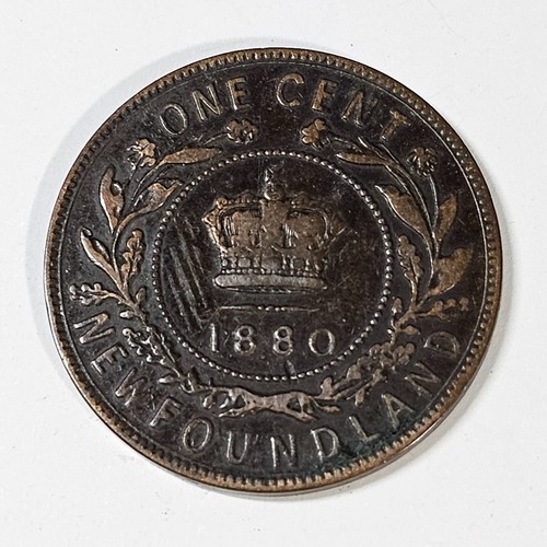 1880 WIDE & LOW "0" Newfoundland 1 one cent large penny - COMBINED SHIP ...