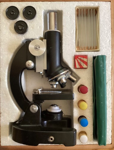 Monolux 40X-1200X Microscope with Vintage Wooden Case and Instructions ...