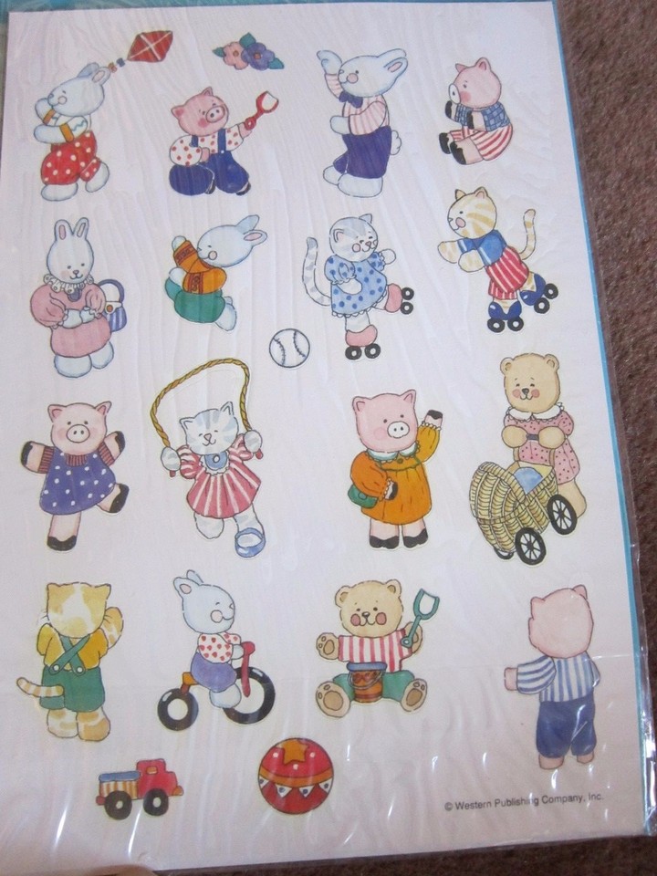 Vtg Golden Book Busy Playground Reusable Vinyl Stickers Stickalongs NEW ...