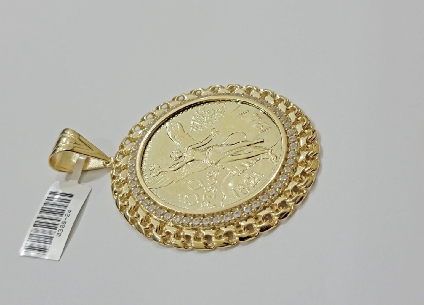 1947 Mexican Centenario Coin Charm Pendant Replica 50 pesos With Bezel ...