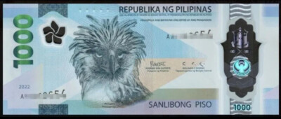 2022 Philippines 1000 Pesos Uncirculated Polymer Note. 1000 Filipinos ...