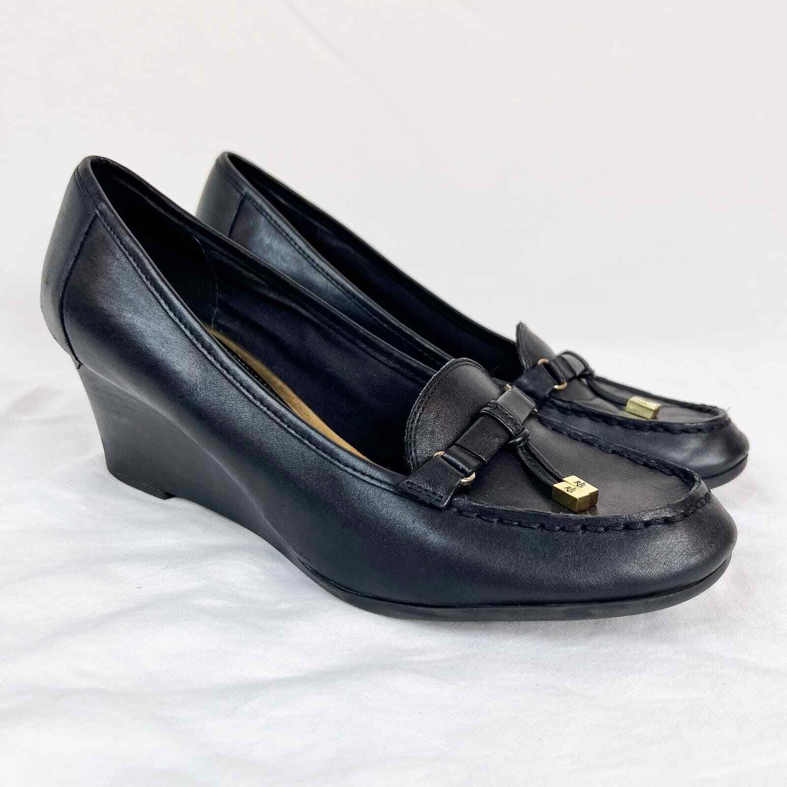 Lauren Ralph Lauren Rory Wedge Loafer Womens 10B Blac… - Gem
