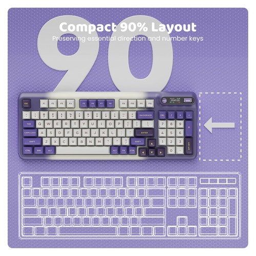 Z98 Creamy Keyboard, 94 Keys Wireless Mechanical Keyboard with Smart ...