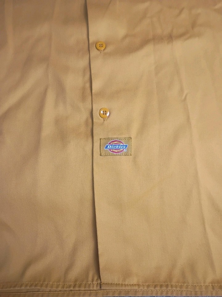 Dickies Men’s 2XL Short Sleeve Work Shirt Tan Button Front Pocket | eBay