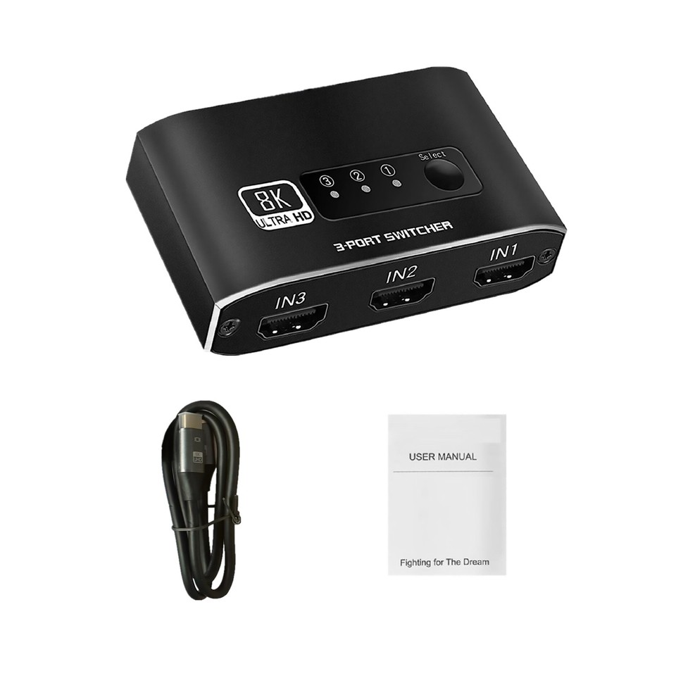 8K HDMI 2.1 Switch 3x1 3 Port HDMI Selector Hub 3 in 1 out HDMI2.1 Switcher | eBay Australia
