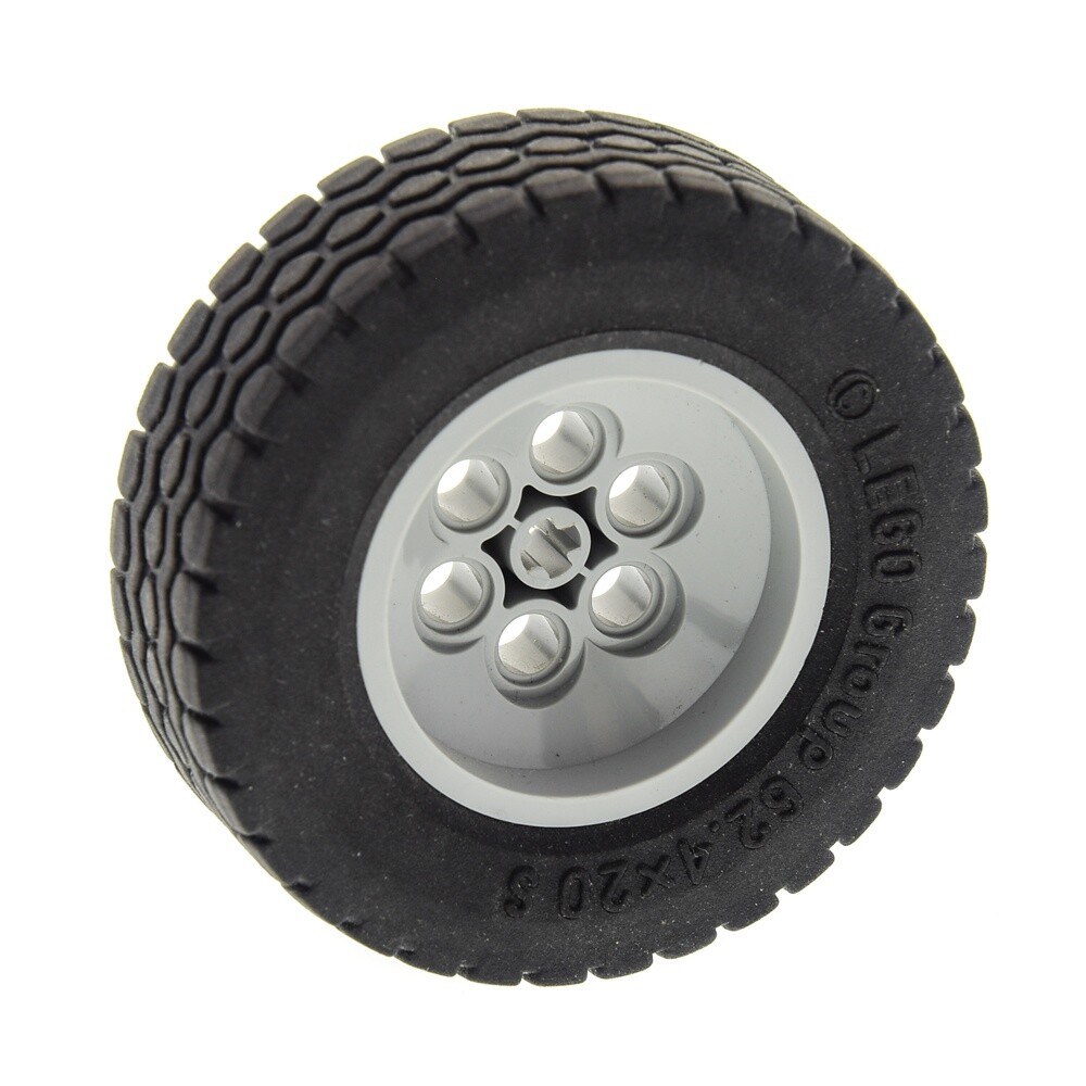 1x Lego Technic Wheel 62.4x20 Black Rim New-Light Gray Vehicle Car ...