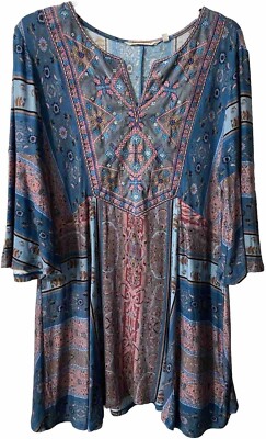 Soft Surrounding Suzi Embroidered Tunic Crushed Velvet Bodice Blues ...
