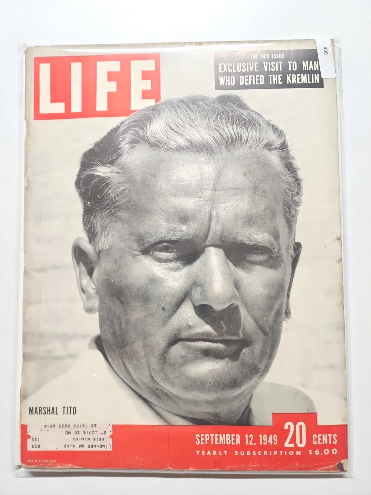 1949 Life Magazine Sept. 12, Marshal Tito / Defied Kremlin - Great Ads ...