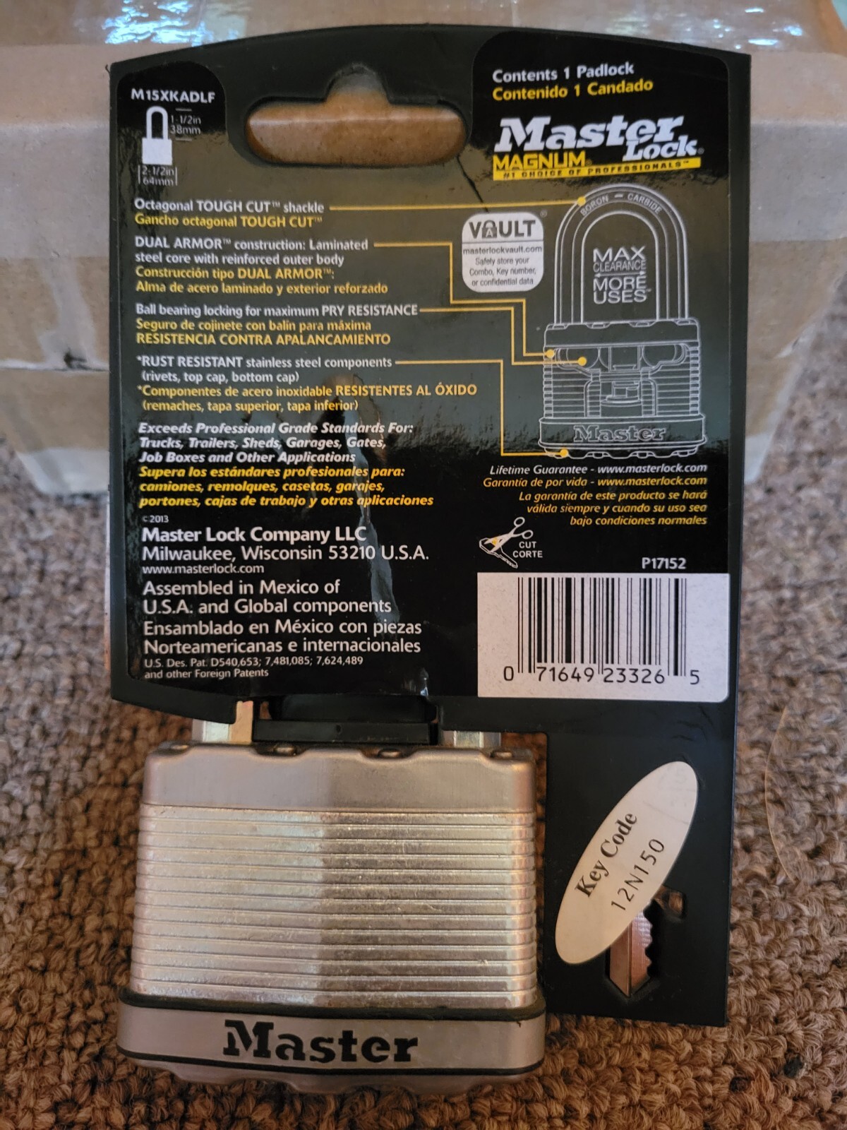 3 Master magnum padlocks stainless steel rust protection - 1" 1-1/2 ...