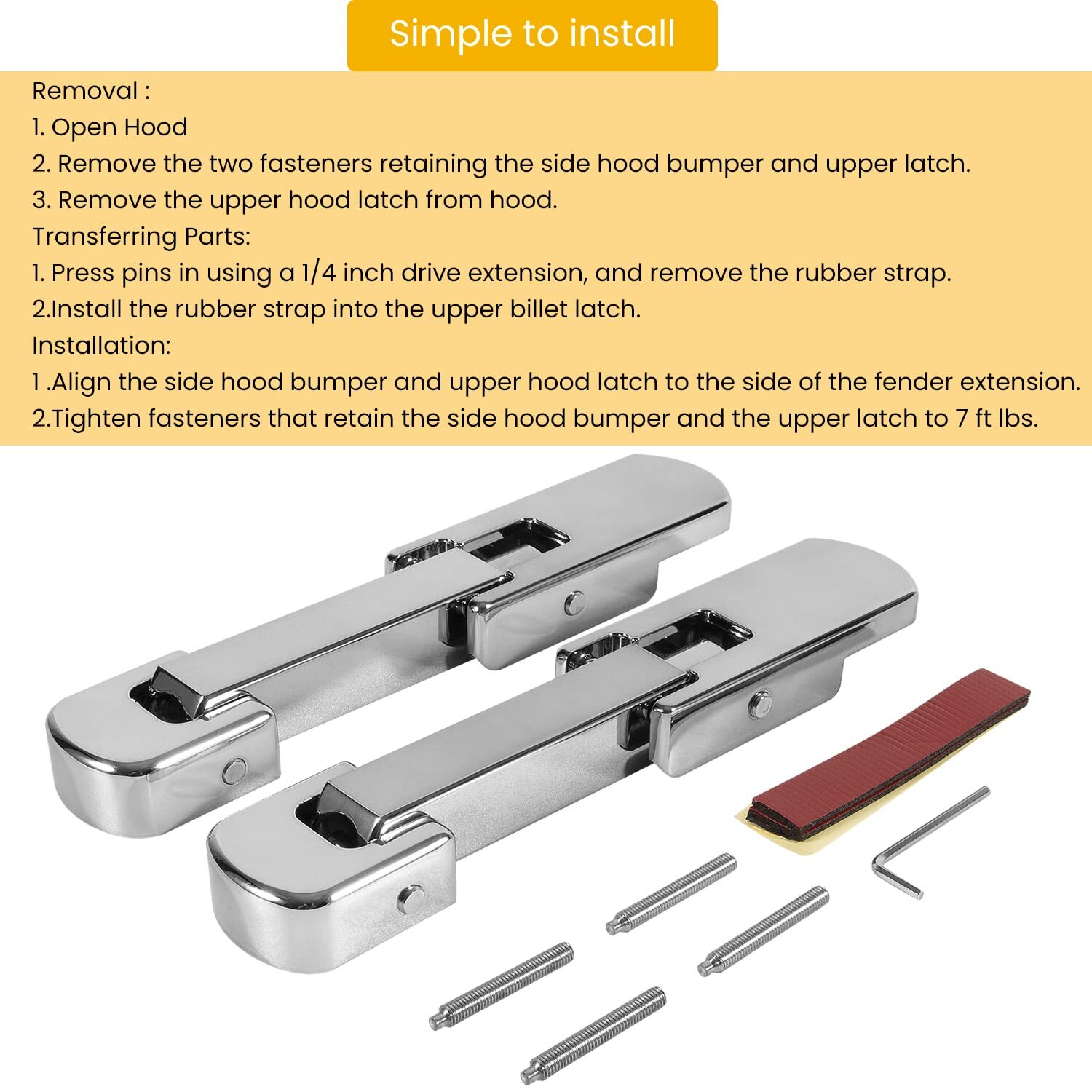 for Hummer H2 Billet Aluminum Chrome Hood Latch and Hood Latch Spring ...