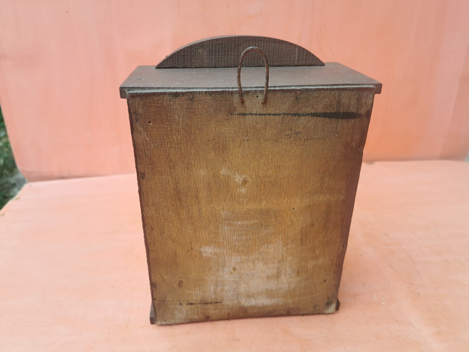 ANTIQUE PRIMITIVE OLD HAND PAINTED WOODEN WALL HANGING CLOCK BOX | eBay