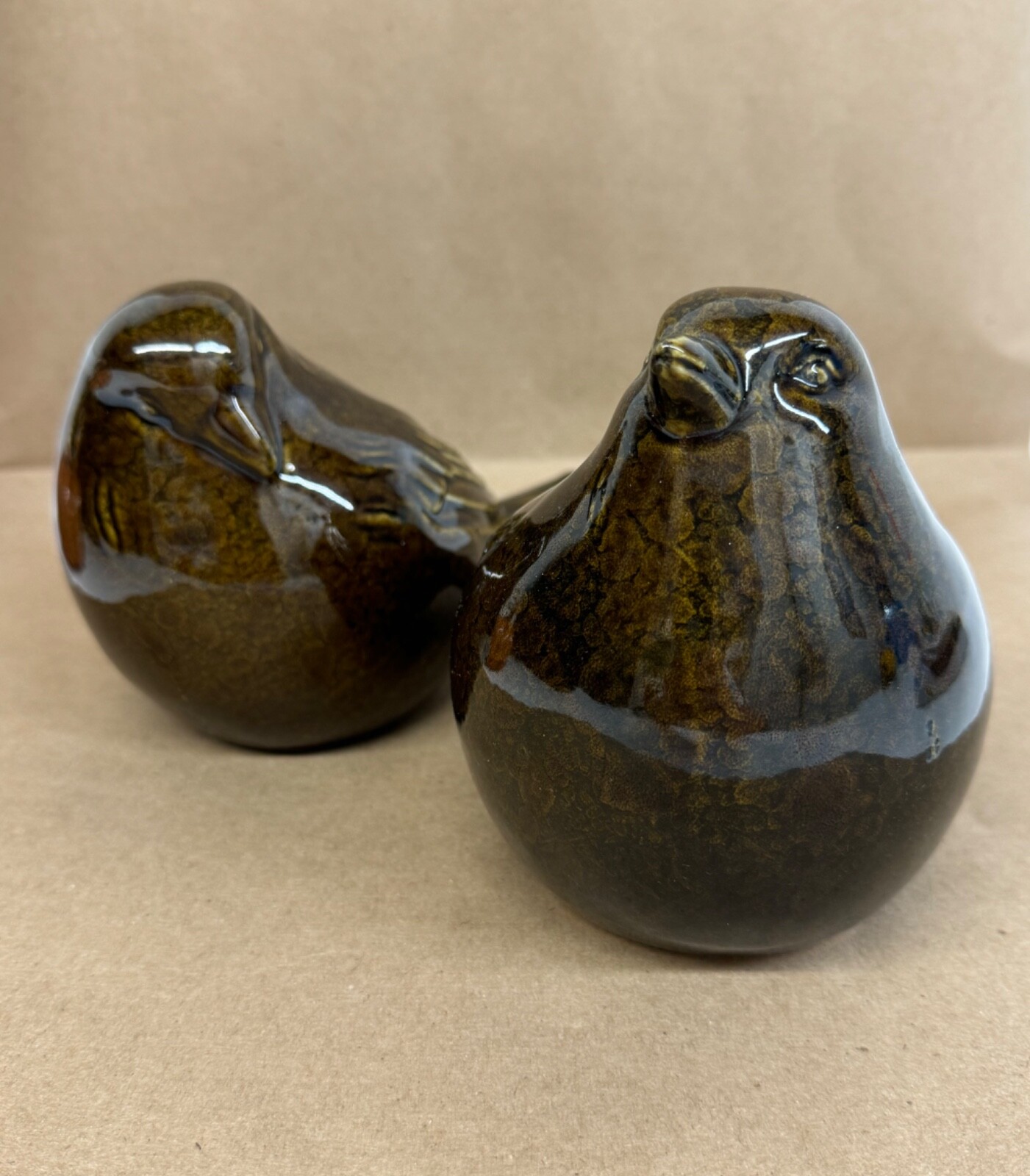 Bird Figurines Pair Chubby Brown Tan Speckled Sparrows Collectible | eBay