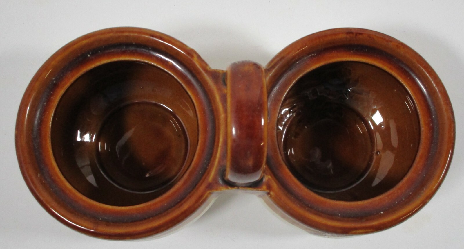Stoneware Pottery Double Condiment Jam Jelly Server Brown Vintage with ...