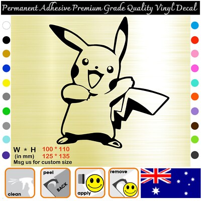 POKEMON PIKACHU Permanent Adhesive Vinyl Decal Sticker Car/Wall/Laptop ...