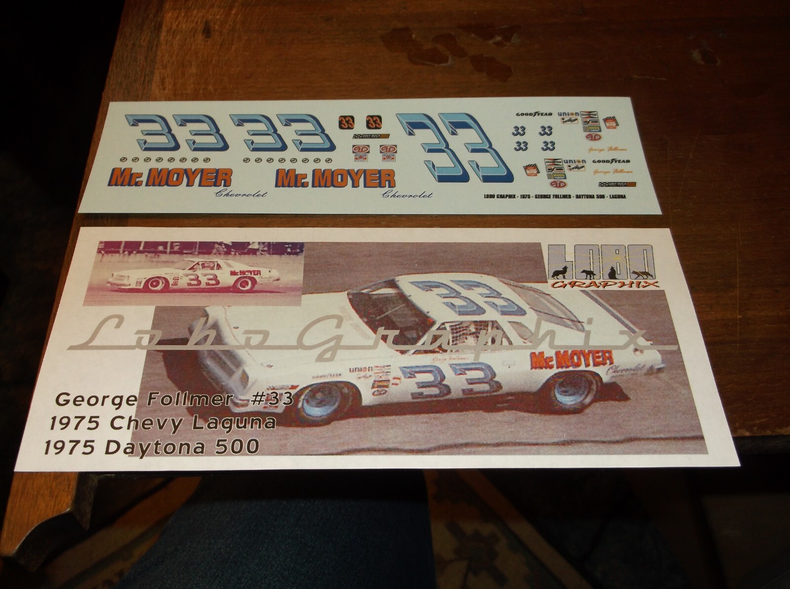 George Follmer #33 1975 MR. MOYER Chevy Laguna 1/24th scale decals ...