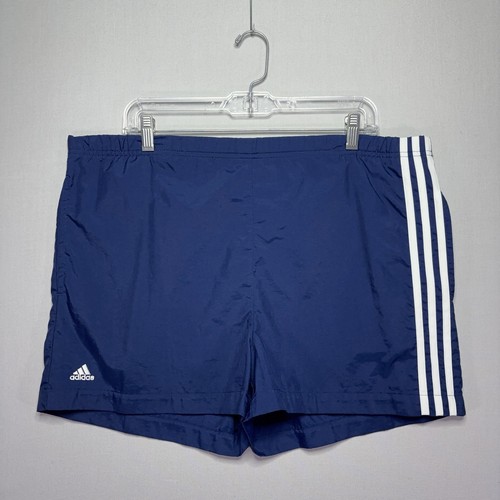 VTG Adidas Nylon Gym Shorts - 2001 - Navy Blue - Wide Leg - Mens MEDIUM ...