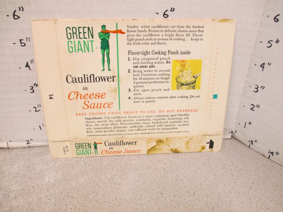 GREEN GIANT 1960s CAULIFLOWER cheese sauce vintage frozen vegetable ...