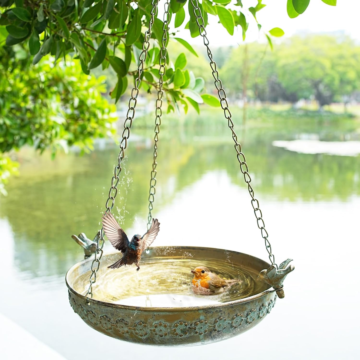 Hanging Bird Bath, Metal Birdbaths for Outdoors, Birdbath Hanging for ...