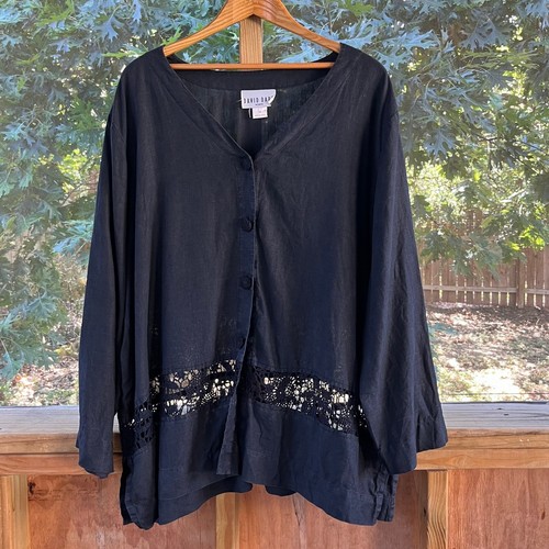 David Dart Woman Black 100% Linen Vintage Top Size 3X | eBay