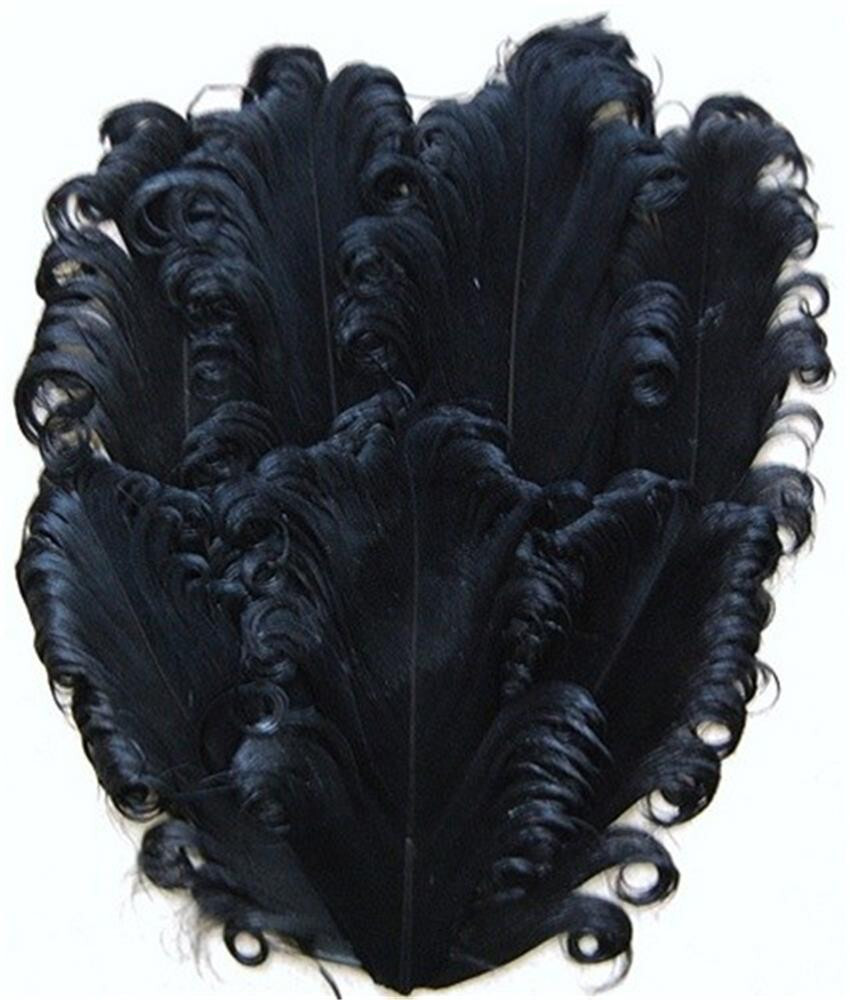 Black Curly Goose Feather Pad Hat Headband Purse Decor Sew or Glue on ...