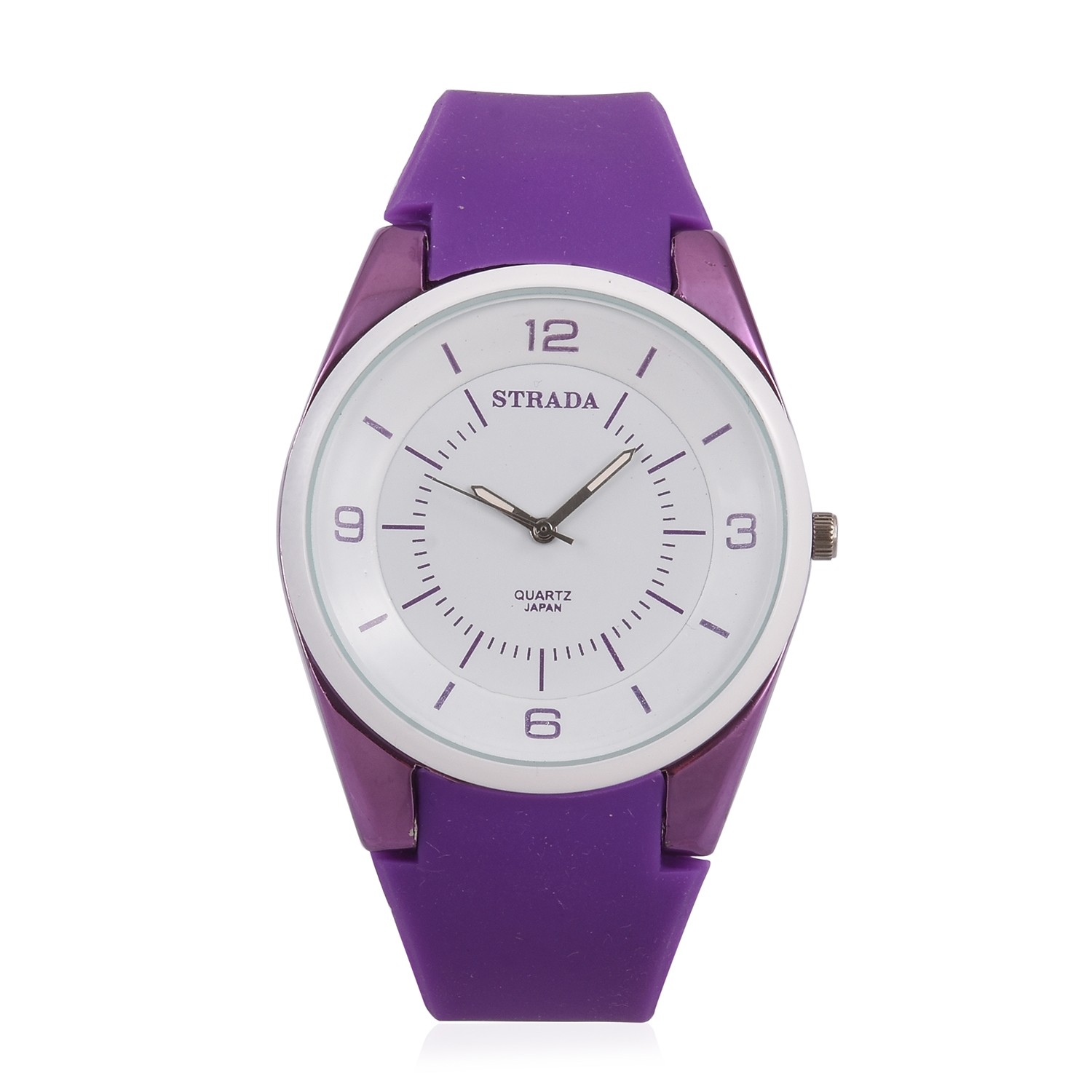 STRADA Japanese Movement Water Resistant Watch w/Purple Silicone Band ...