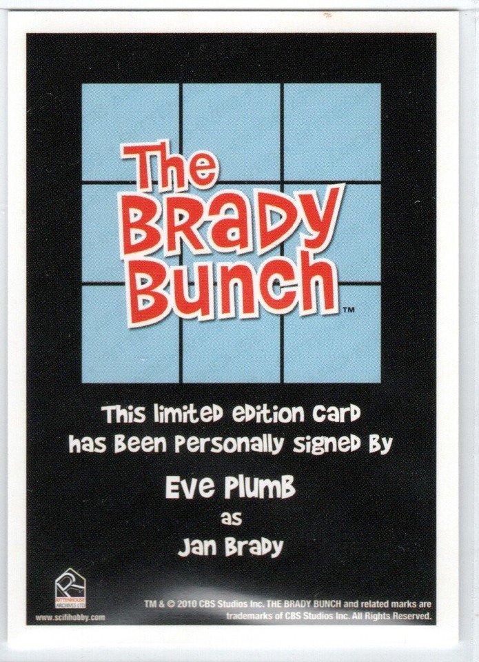 THE COMPLETE BRADY BUNCH 2011 RA EVE PLUMB AS JAN BRADY AUTOGRAPH | eBay Australia