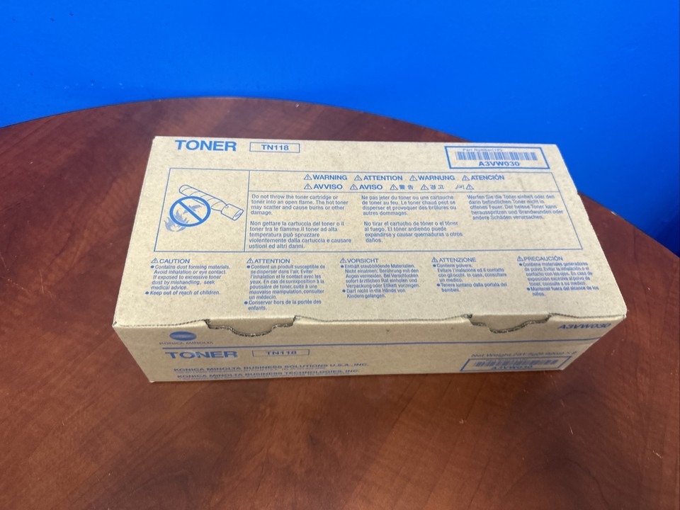Genuine Konica Minolta TN118 A3VW030 Black Toner Cartridge, Box of ...