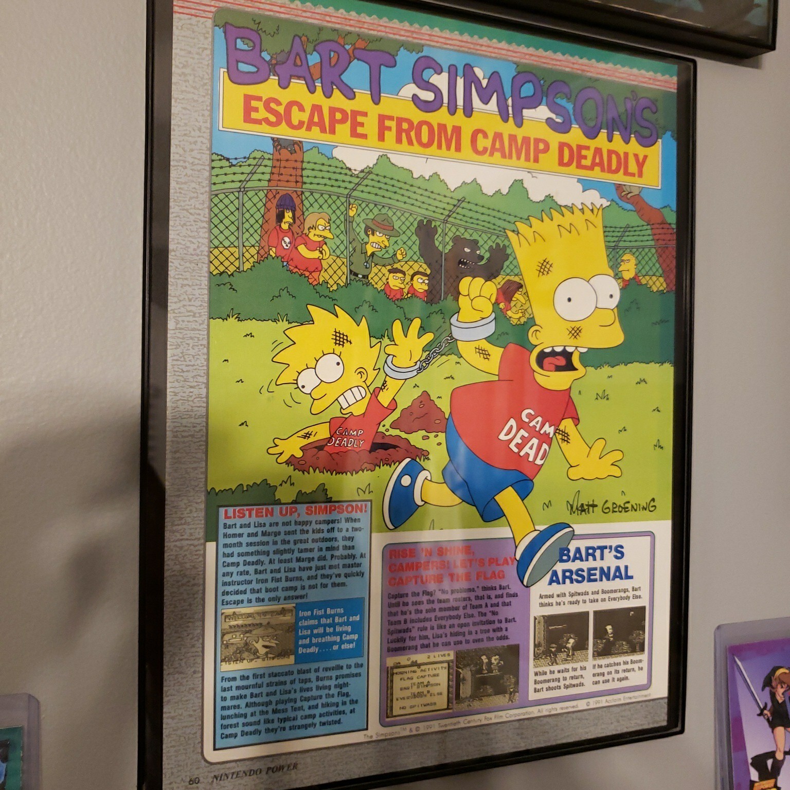 FRAMED Retro 1991 Bart Simpson's Escape From Camp Deadly NES Video Game ...