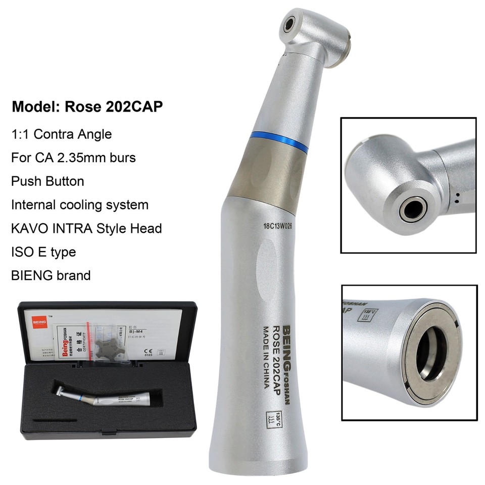 BEING Dental Low Speed Contra Angle Straight Handpiece Air Motor 4 Hole ...
