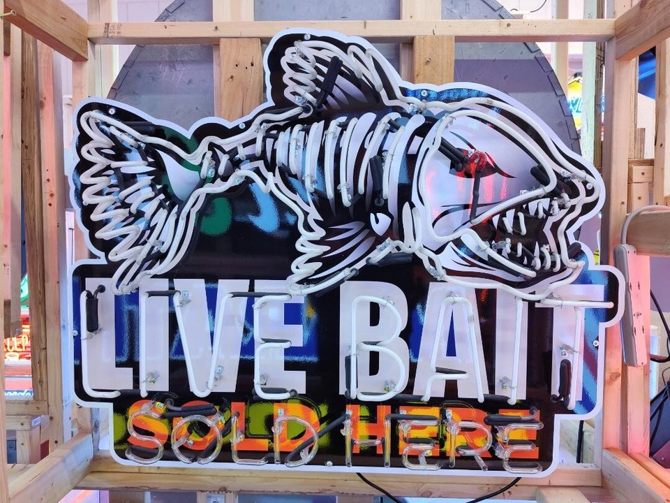 Live Bait Neon Sign / Fishing Boat Signs / Boats Lake Fish Garage Neon ...