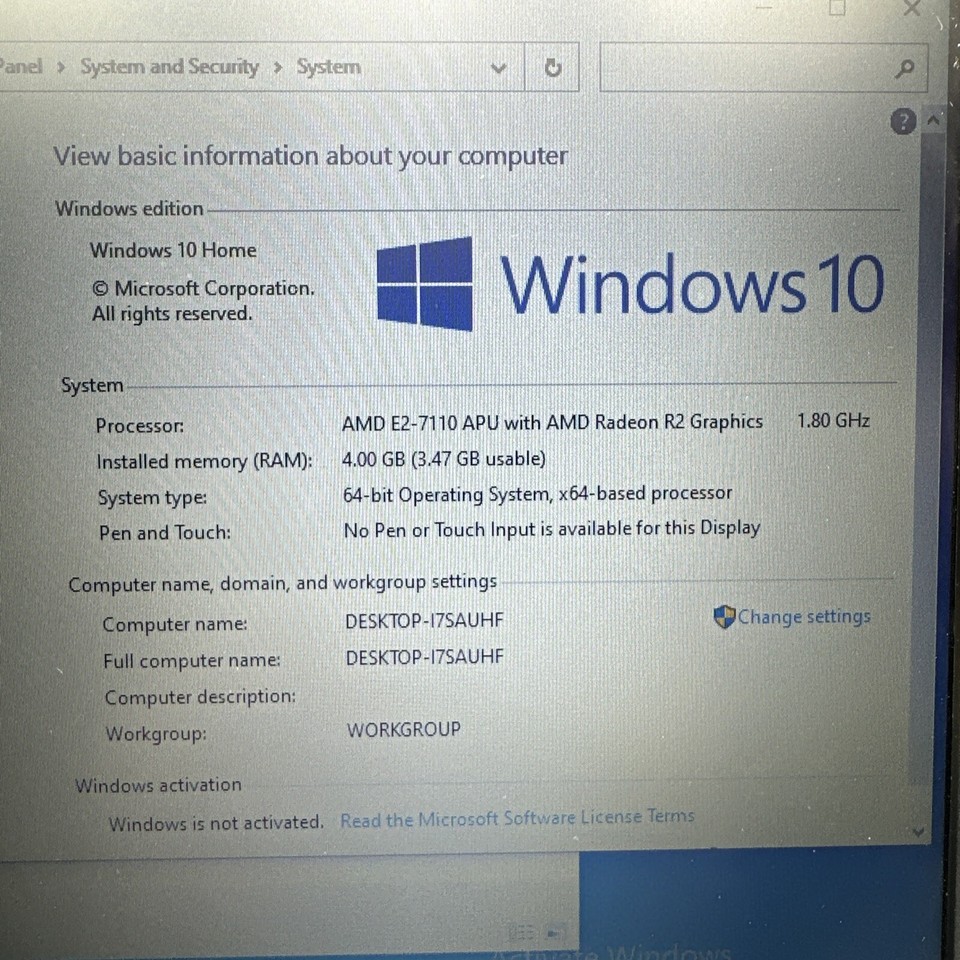 HP TPN-C126 15.6" Laptop 465GB HDD 4GB RAM AMD E2-7110 1.80 GHz CPU ...