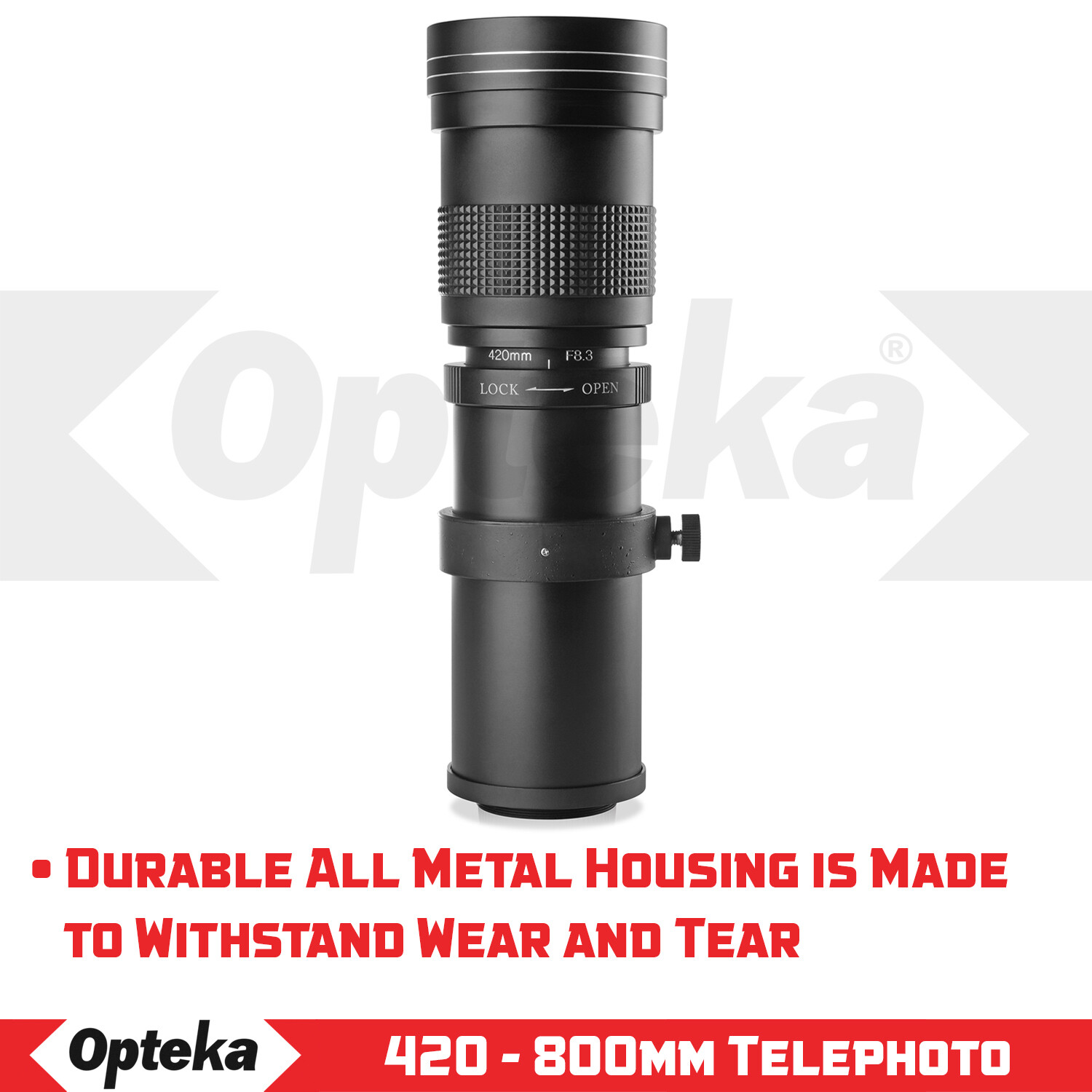 Opteka 420-800mm f/8.3 Telephoto Zoom Lens for Canon EOS EF Mount DSLR ...
