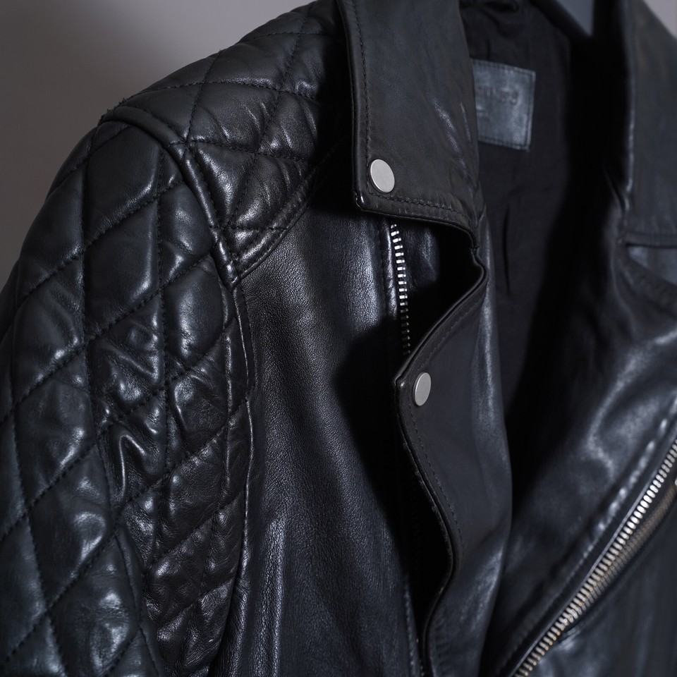 ALLSAINTS Leather Jacket MEDIUM Mens Black Biker Bomber All saints ...