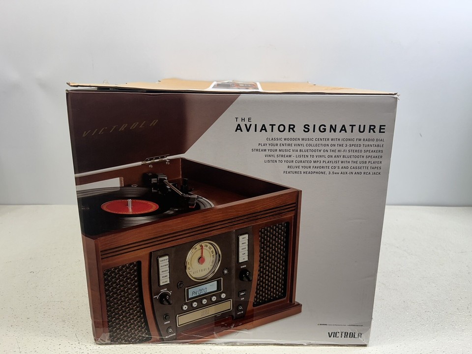 Victrola - Aviator Signature Bluetooth 8-in-1 Record Player - Mahogany ...