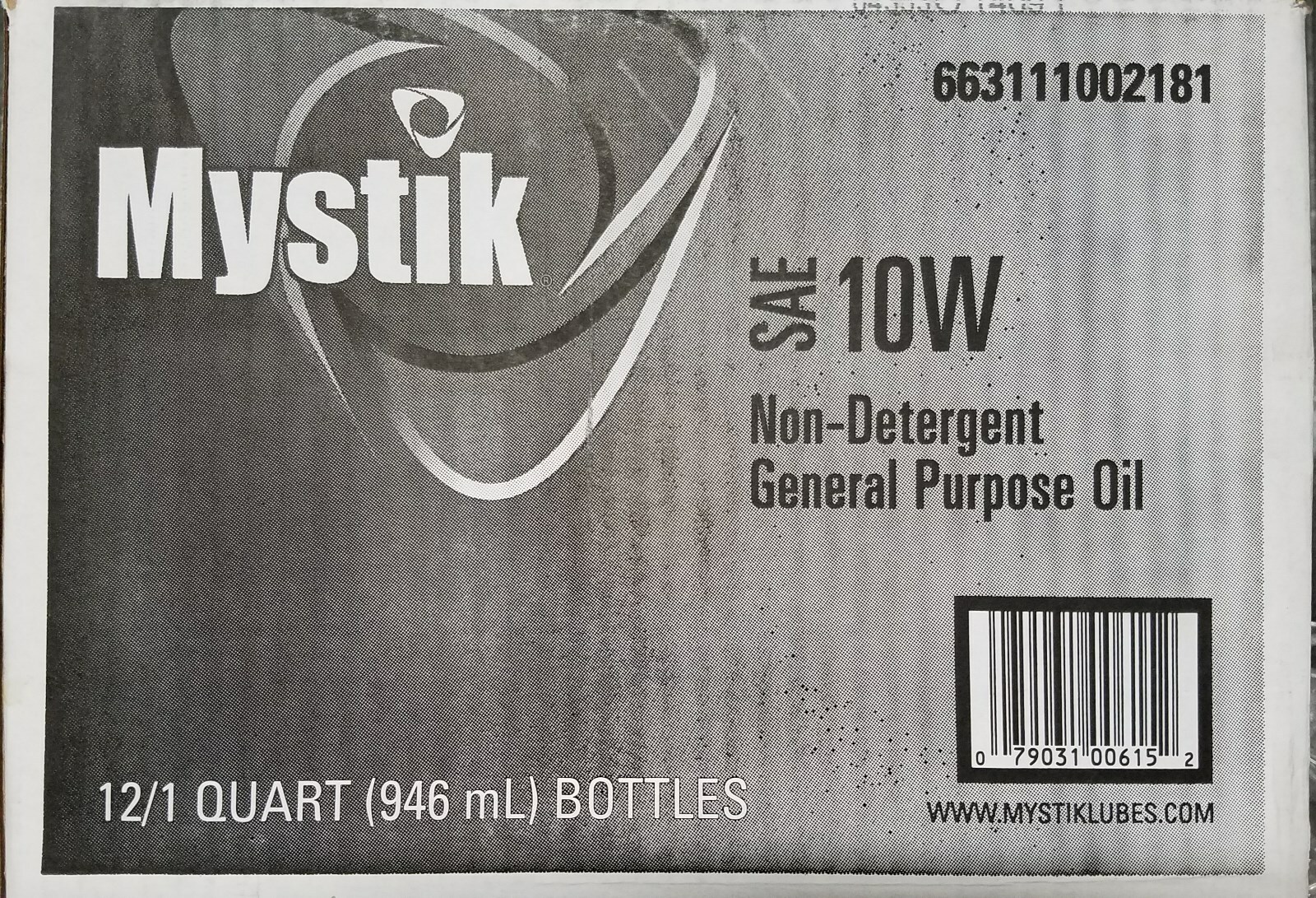 Mystik Non-Detergent General Purpose Oil; SAE 10W, 20W or 30W; Case of ...