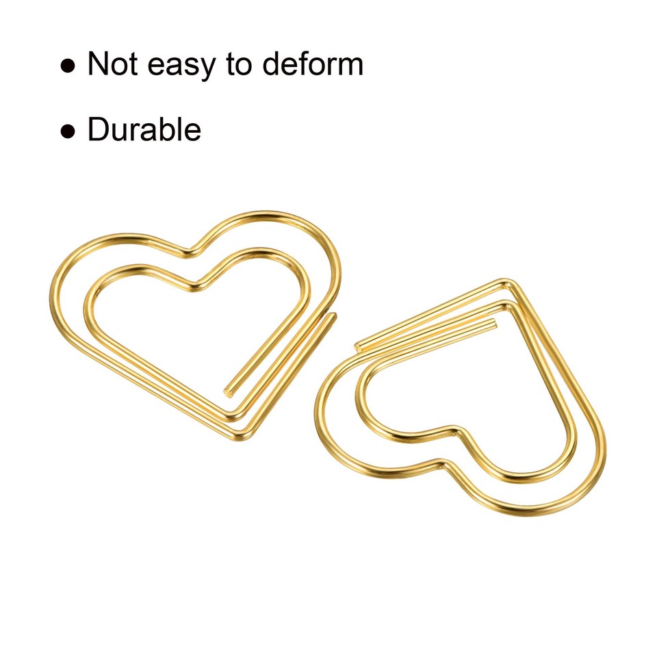 20pcs Paper Clips Heart Shape with Box Gold Tone for Office Home ...
