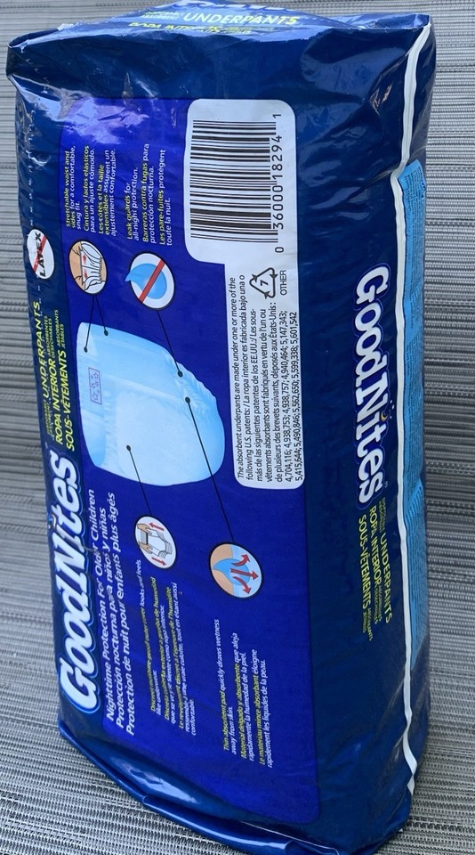 Vintage GoodNites Underpants Pull-Ups Extra Large 85-125 lbs 9 Count ...