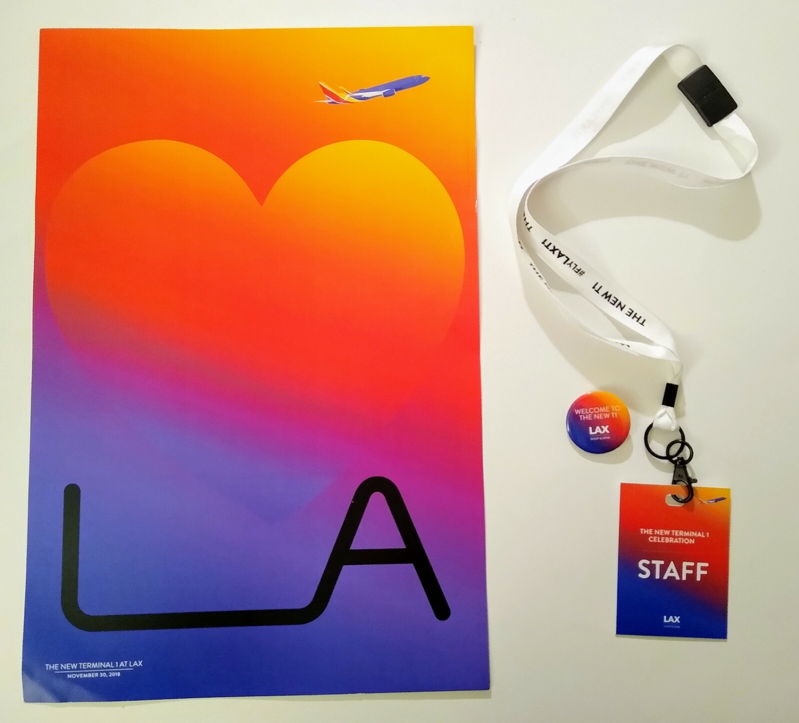 LAX Los Angeles Airport SWA Terminal 1 Renovation Poster, Button, Staff ...